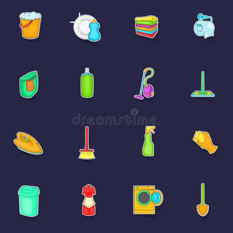 Tidy Up Icons Set Vector Flat Stock Vector - Illustration of icons ...