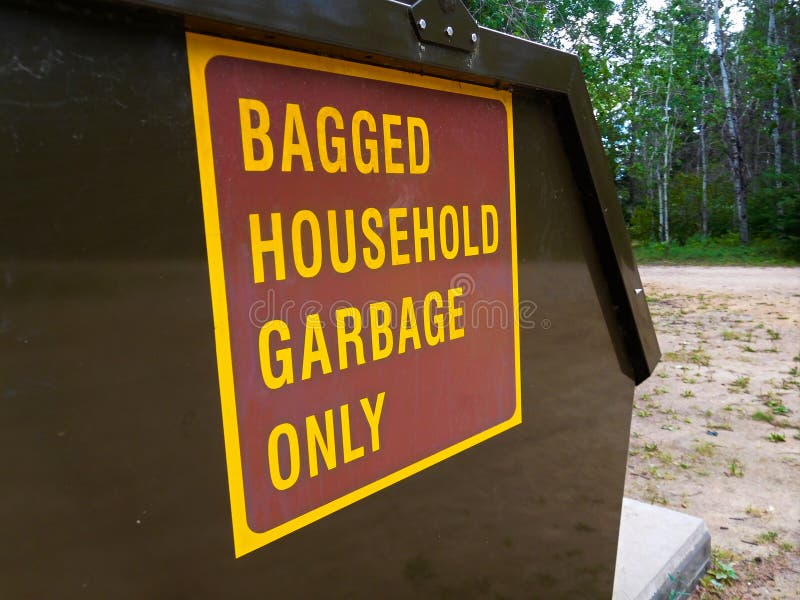 Household Garbage only Sign on Dumpster Stock Image - Image of canada ...