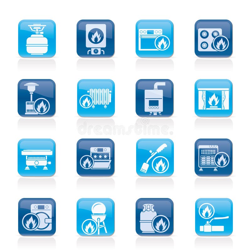Household Gas Appliances Icons Stock Vector - Illustration of ...