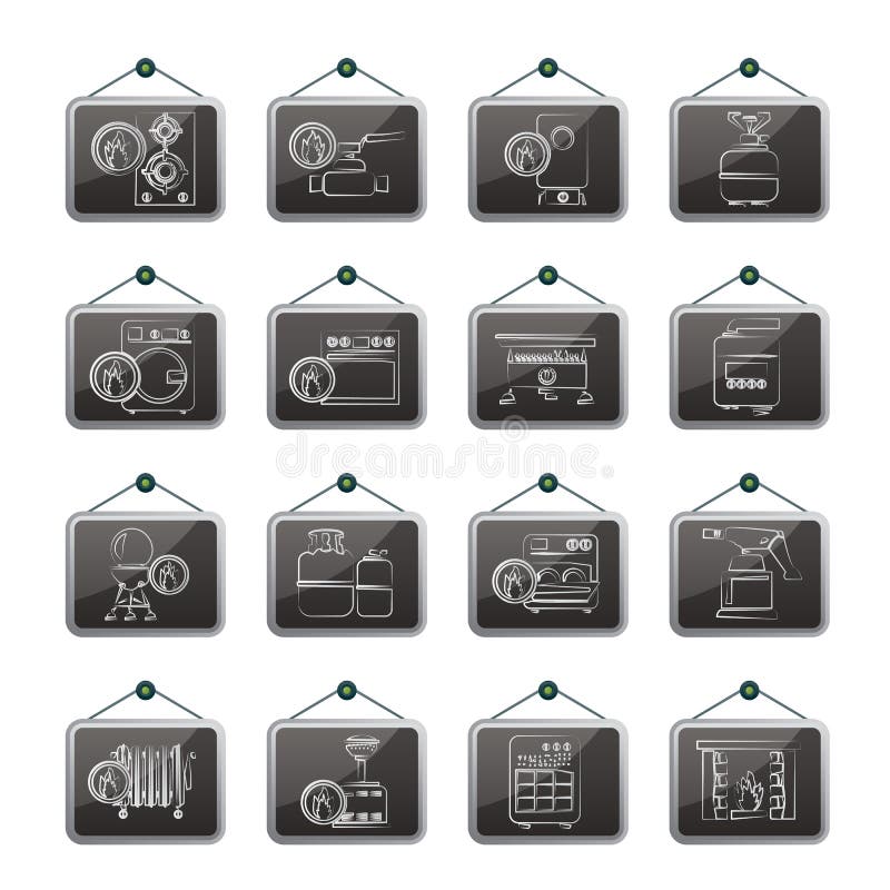 Household Gas Appliances Icons Stock Vector - Illustration of ...