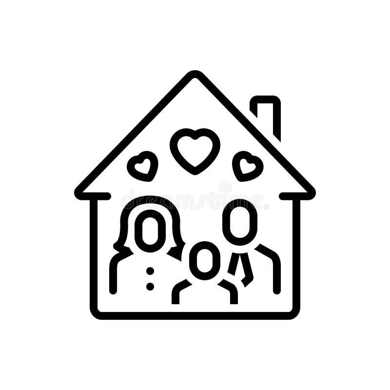 Black Line Icon for Household, Family and Parent Stock Vector ...