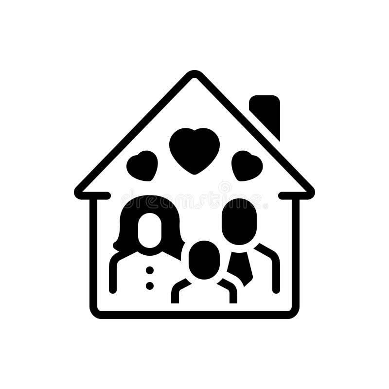 Black Solid Icon for Household, Family and Parent Stock Illustration ...