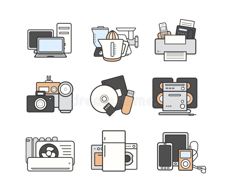 Household icons set. Color stock vector. Illustration of symbol - 63698954