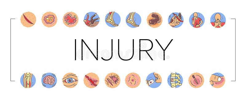 Household Injury Accident Human Icons Set Vector Stock Image - Image of ...