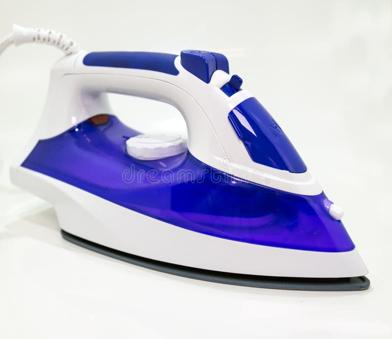 Household Iron, Isolated on White. Stock Photo - Image of blue, object ...