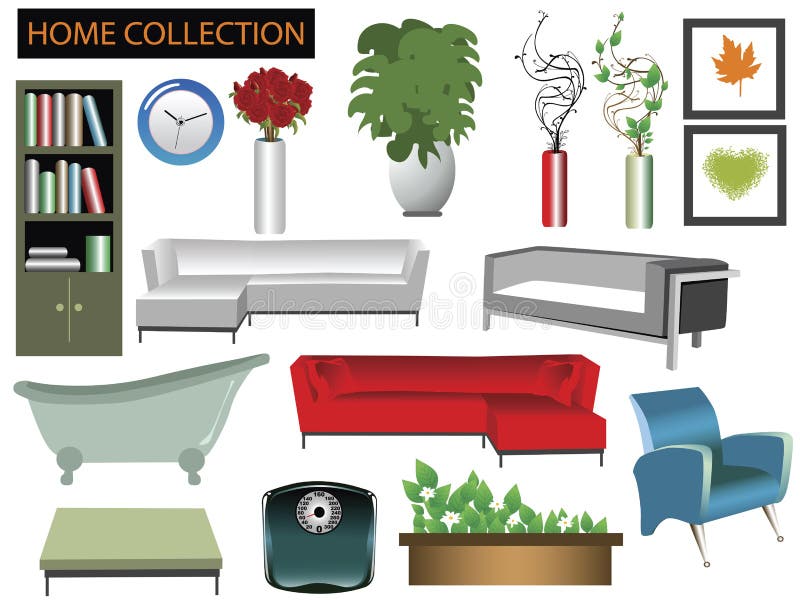 Household items collection stock vector. Illustration of flower - 2286044