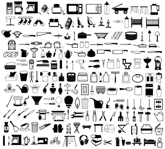 Household Items Set Stock Illustrations – 4,064 Household Items Set ...