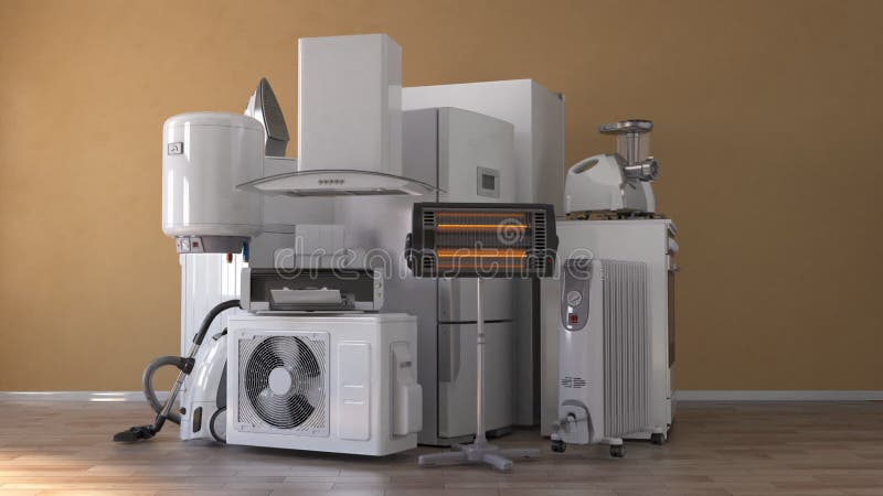 Household and Kitchen Appliances and Home Technics in a Row. E-commerce ...