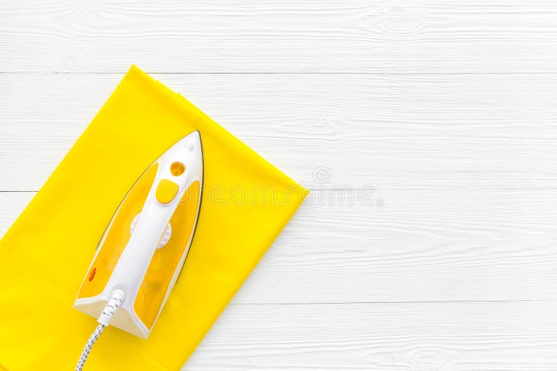 Household Laundry Ironing Concept. Iron with Clothes Top View Stock ...