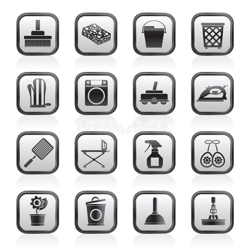 Household Objects and Tools Icons Stock Vector - Illustration of button ...