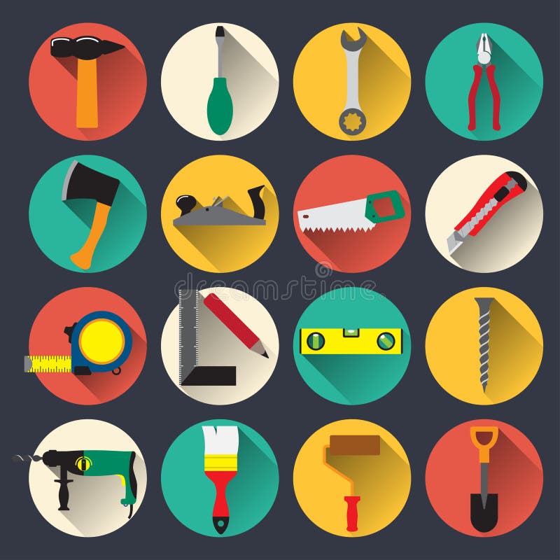 Set of Vector Construction Tools Icons Stock Vector - Illustration of ...