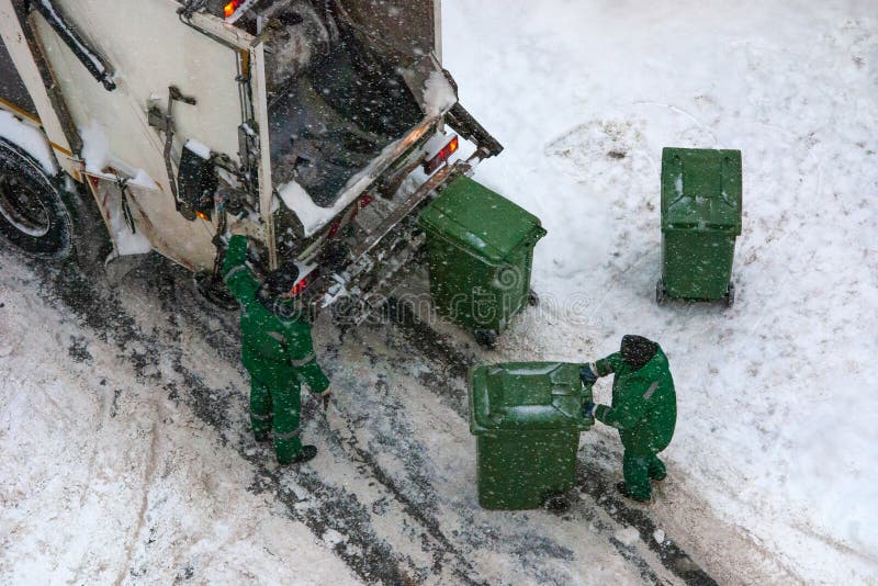 Household Waste Collection in Winter Stock Image - Image of motion ...