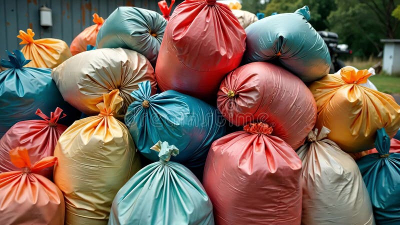 Household Waste Landfill, Plastic Bags with Garbage Dump. AI Generative ...