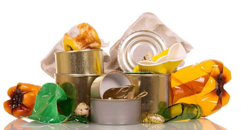 Household Waste, Trash Isolated on White Stock Photo - Image of ...