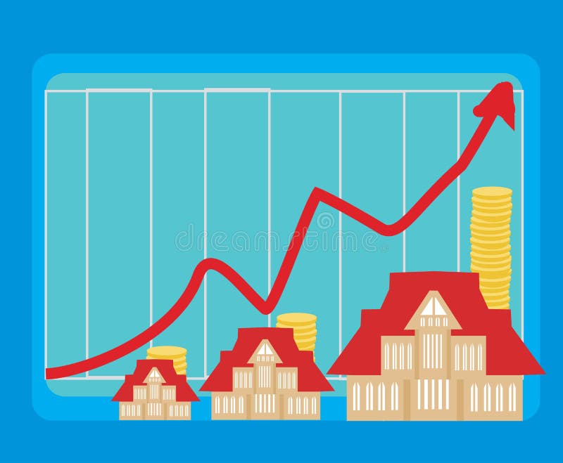 Houseing price go up stock vector. Illustration of house - 54726335
