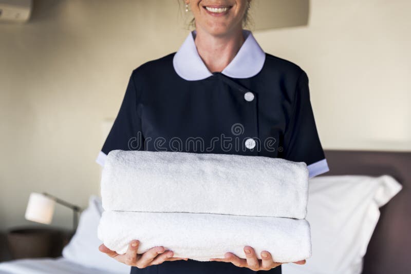 Housekeeper Cleaning a Hotel Room Stock Image - Image of cheerful, maid ...
