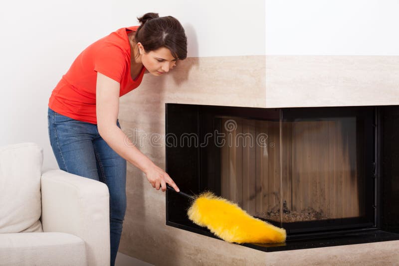 Housekeeper during dusting stock image. Image of lady - 41854547