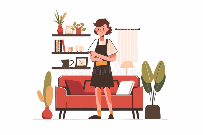 Housekeeper Isolated Illustration Stock Vector - Illustration of ...