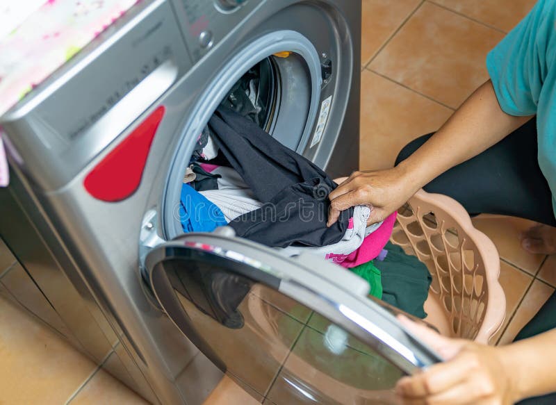 Finish Process of Washing Machine Takes the Laundry Out Stock Photo ...