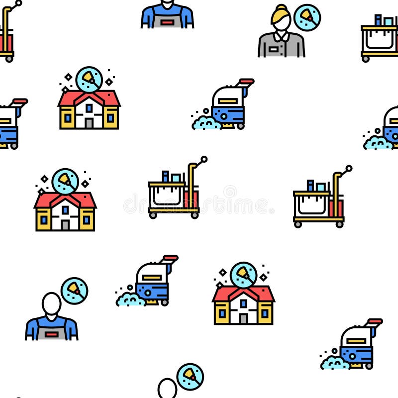 Housekeeping Cleaning Vector Seamless Pattern Stock Vector ...