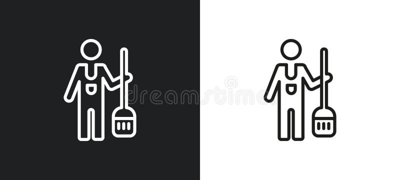Housekeeping Outline Icon in White and Black Colors. Housekeeping Flat ...