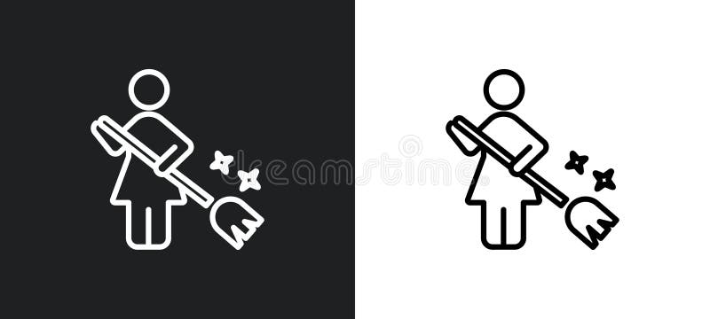 Housekeeping Outline Icon in White and Black Colors. Housekeeping Flat ...