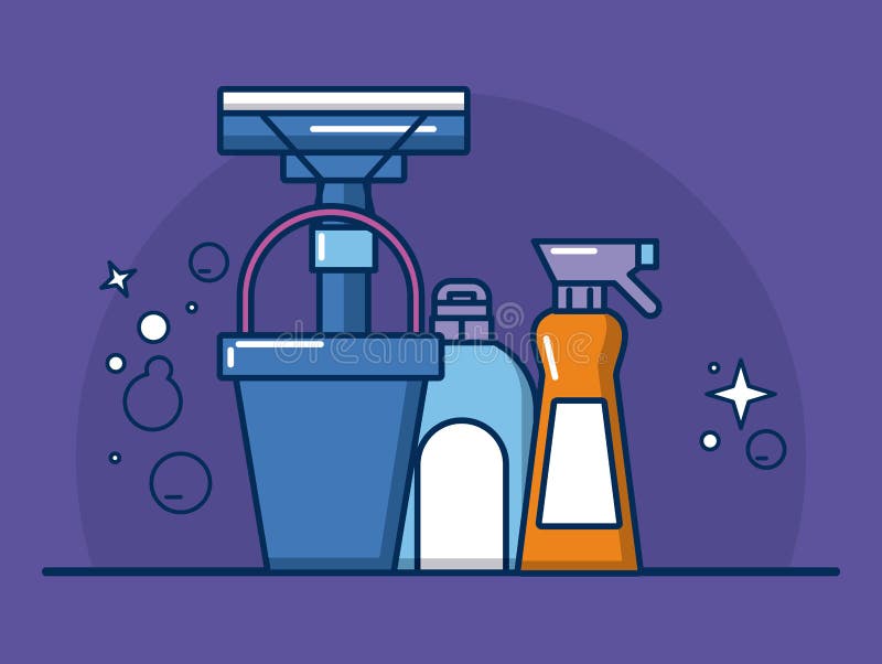 Housekeeping Tools and Products Icons Stock Vector - Illustration of ...