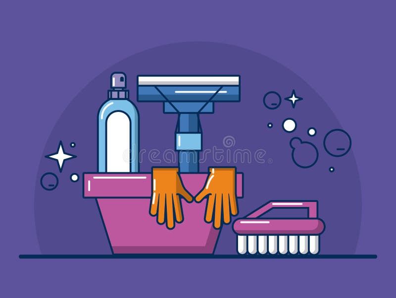 Housekeeping Tools and Products Icons Stock Vector - Illustration of ...