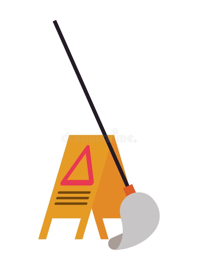 Housekepping Mop Accessory with Caution Label Stock Vector ...