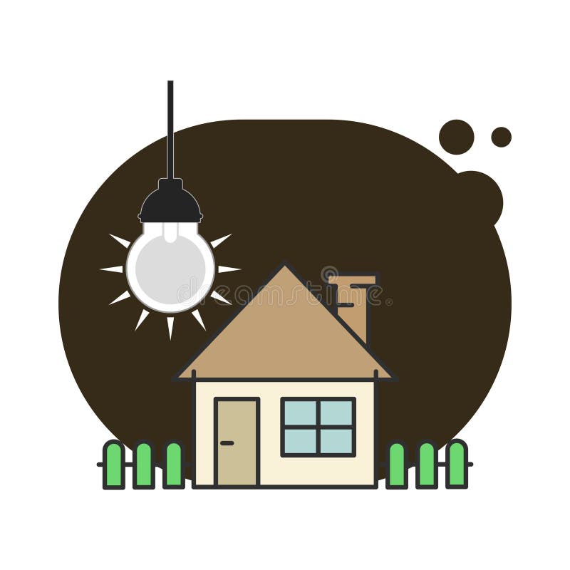 House and Light Bulb Icon. Flat Style Stock Vector - Illustration of ...