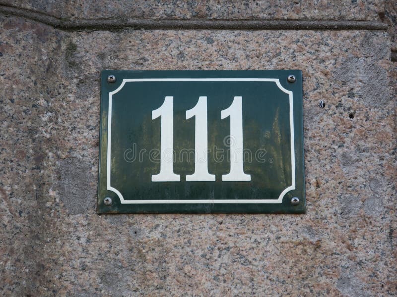 Housenumber 111 on an Enamel Sign on a Stone Wall Stock Image - Image ...