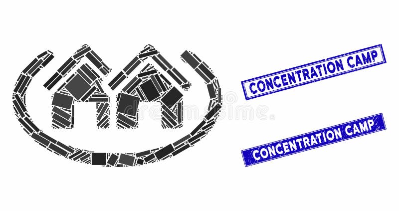 Houses Area Mosaic and Distress Rectangle Concentration Camp Stamps ...