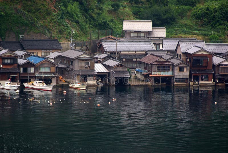 Houses with Boat Garage in Japan Stock Image - Image of water, kyoto ...