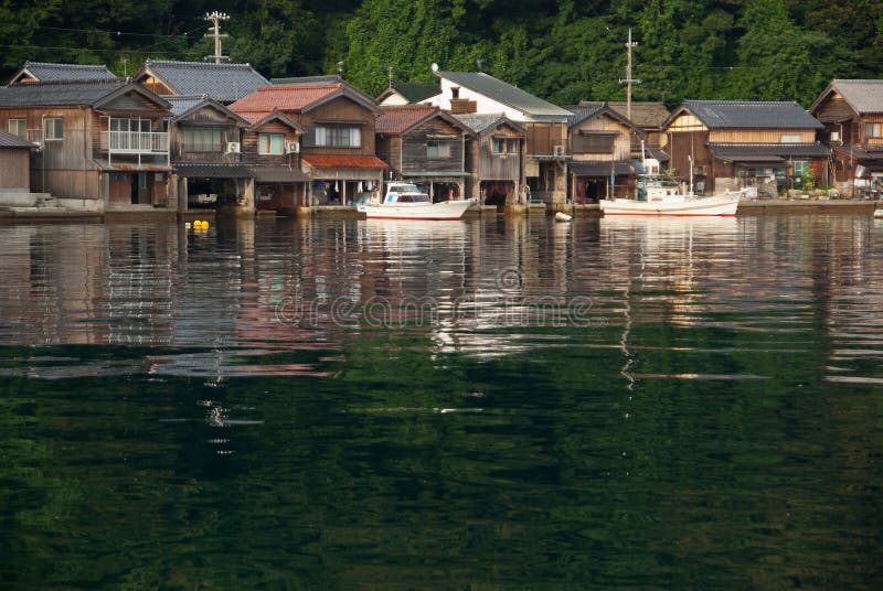 Houses with Boat Garage in Japan Stock Image - Image of water, kyoto ...