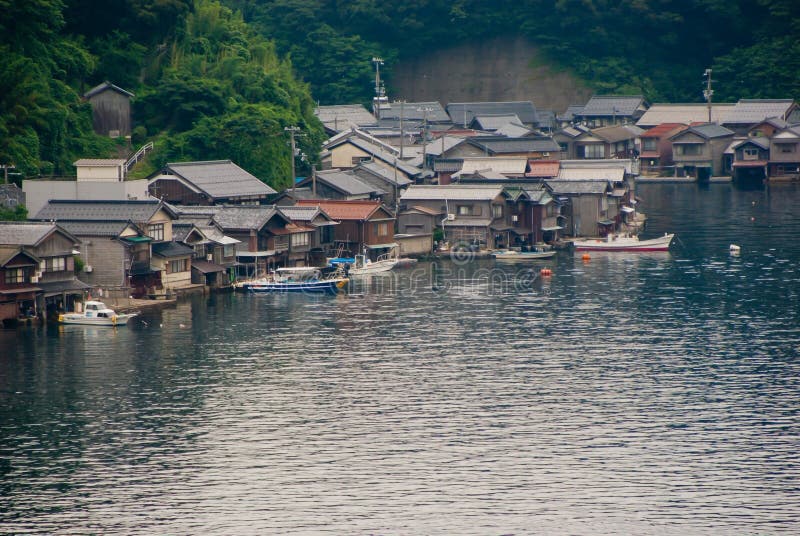 Houses with Boat Garage in Japan Stock Image - Image of water, kyoto ...