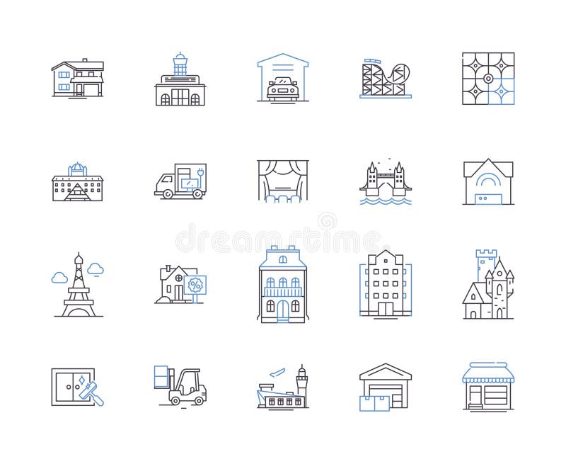Houses and Buildings Outline Icons Collection. Homes, Dwellings, Abodes ...