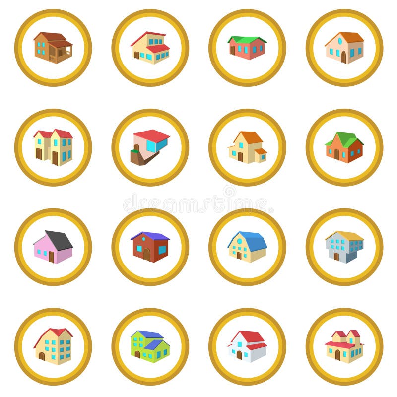 Houses cartoon icon circle stock vector. Illustration of real - 93048339