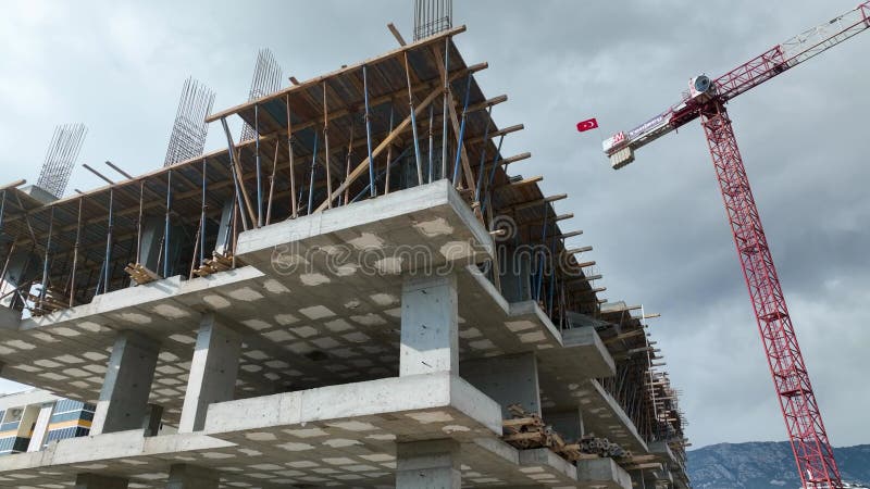 Houses Construction Process. Construction of a Residential Complex ...