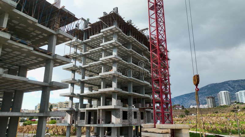 Houses Construction Process. Construction of a Residential Complex ...