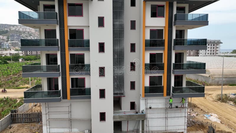 Houses Construction Process. Construction of a Residential Complex ...