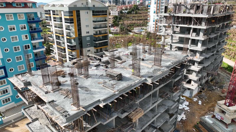 Houses Construction Process. Construction of a Residential Complex ...