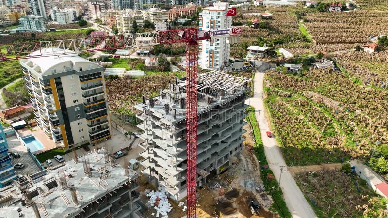 Houses Construction Process. Construction of a Residential Complex ...