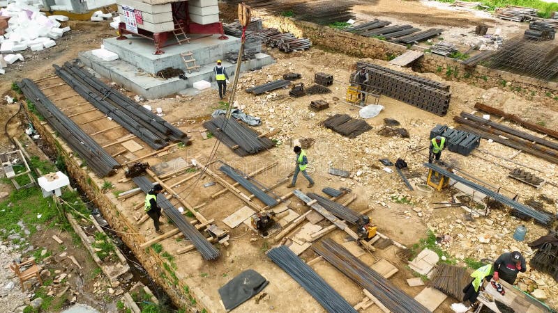 Houses Construction Process. Construction of a Residential Complex ...