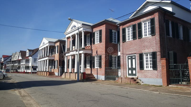 Houses downtown Paramaribo stock photo. Image of architecture - 73843238