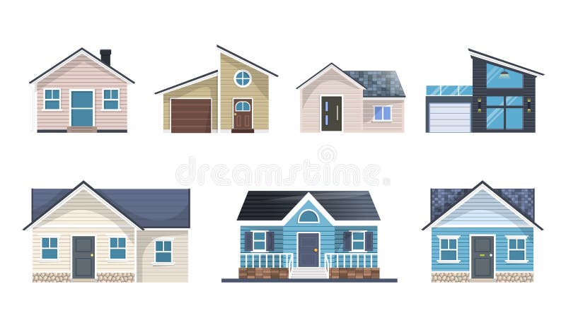 Houses Flat Vector Icon. Modern Homes with Vinyl Siding Panel ...