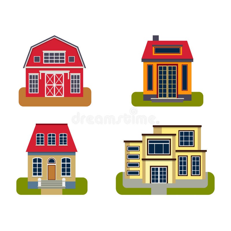 Houses Front View Vector Illustration Stock Vector - Illustration of ...