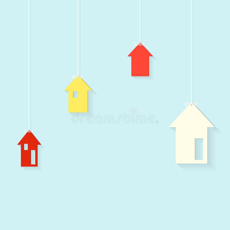 Houses hanging on threads stock vector. Illustration of cartoon - 38429094