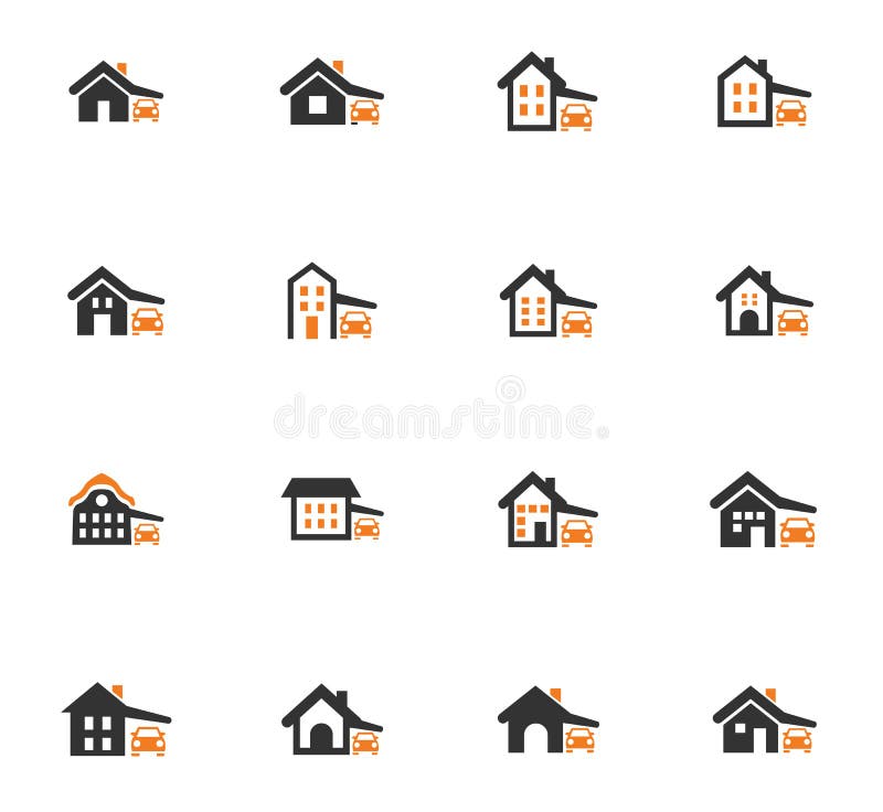 Houses icons set stock illustration. Illustration of architecture ...