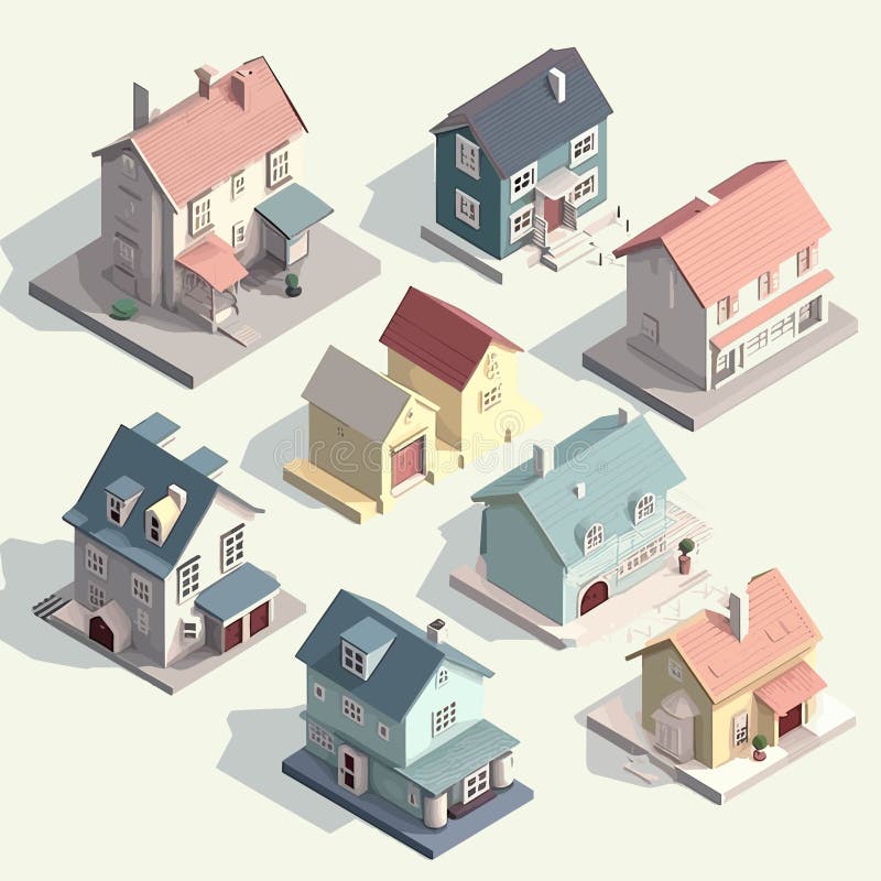 Isometric Small Houses Stock Illustrations – 203 Isometric Small Houses ...