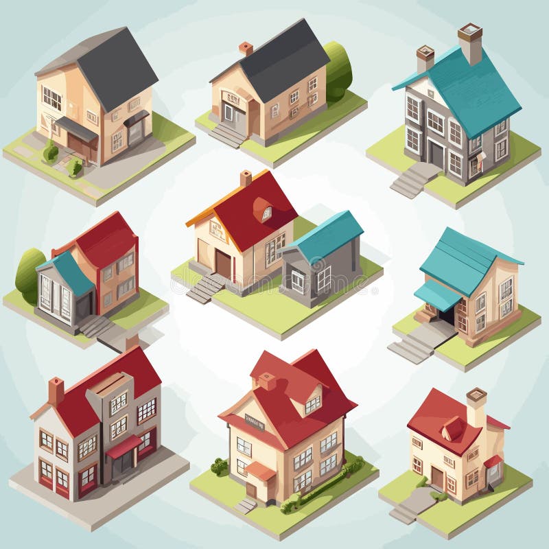 Isometric Small Houses Stock Illustrations – 203 Isometric Small Houses ...